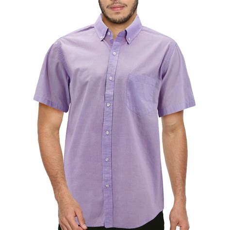 Vkwear Mens Cotton Casual Short Sleeve Classic Collared Plaid Button