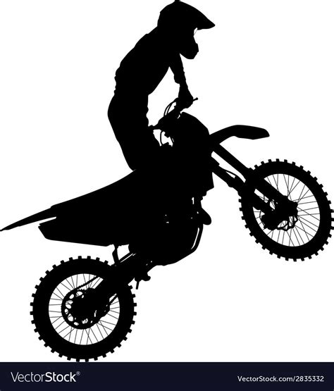 Black Silhouettes Motocross Rider On A Motorcycle Vector Image
