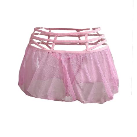 Jaycosin Mini Skirt With Thong Underwear Solid Mesh Seamless Underpants