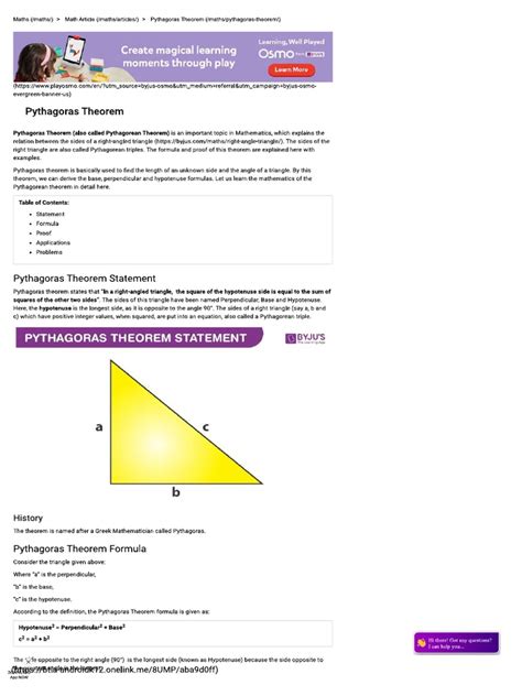 Pythagorous Theorem Pdf