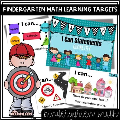 Kindergarten Math Learning Targets Posters With Pictures Ccss Aligned