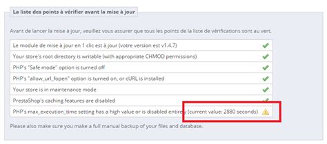Phps Maxexecution Time Setting Warn For Upgrading Upgrading Prestashop From A Previous