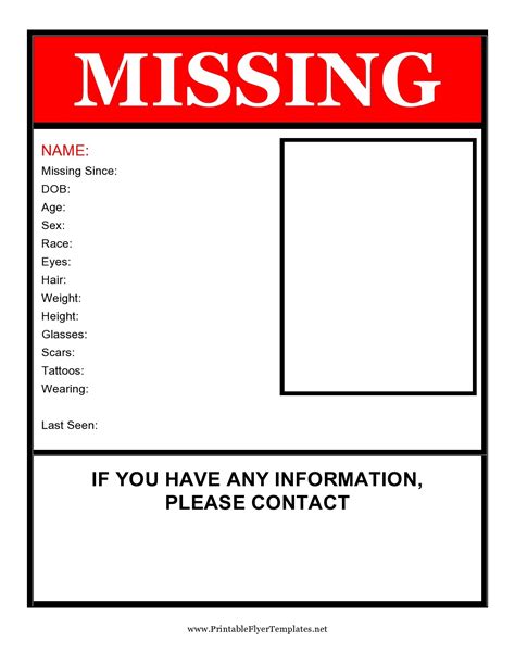 41 Printable Missing Poster Templates Flyers And Signs