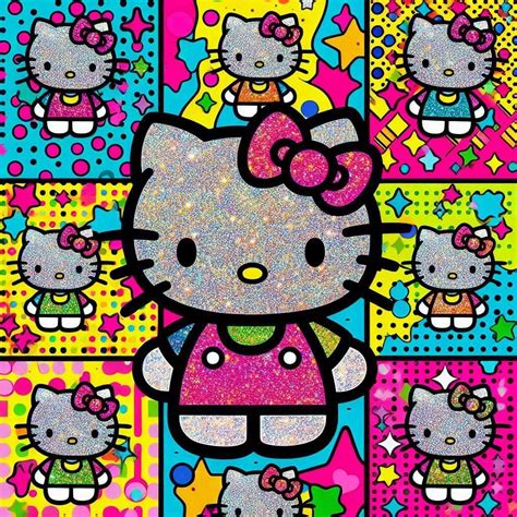 Hello Kitty 🐾 Glitter Pop Art Digital Design In 2025 Hello Kitty