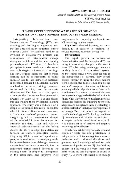 Pdf Teachers Perception Towards Ict Integration Professional Development Through Blended