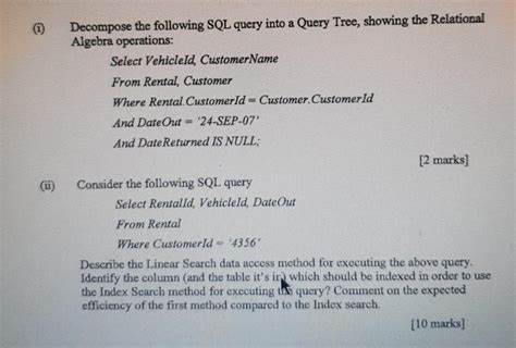Solved Decompose The Following SQL Query Into A Query Chegg Com