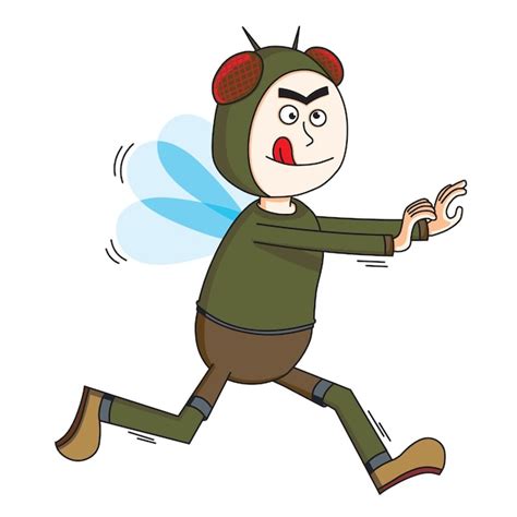 Premium Vector Man In Fly Costume Running