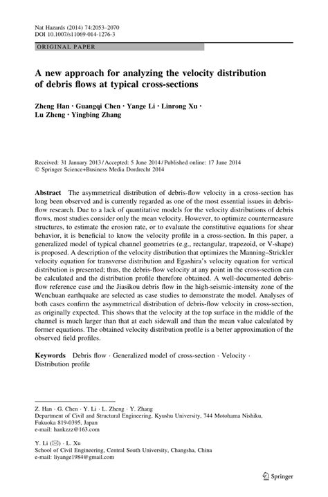 Pdf A New Approach For Analyzing The Velocity Distribution Of Debris