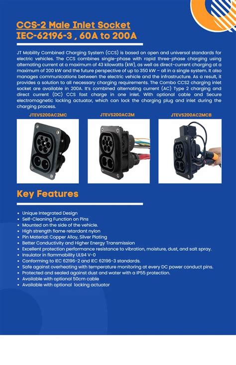 80a 200a Ccs2 Car Ev Inlet Socket With Actuator Dc Ccs Type 2 Iec