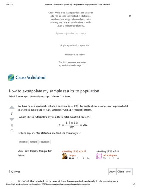 Inference How To Extrapolate My Sample Results To Population Cross Validated Pdf