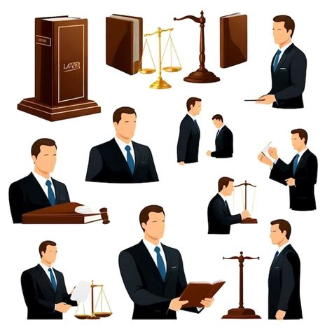 Premium Vector Lawyer Vector Set White Background Isolated A High