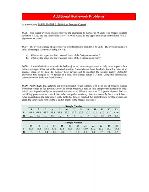 Additional Homework Problems For Chapter 6 Supplement Pearson
