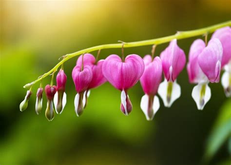 Premium Photo A Bunch Of Pink Bleeding Hearts Hanging From A Vine
