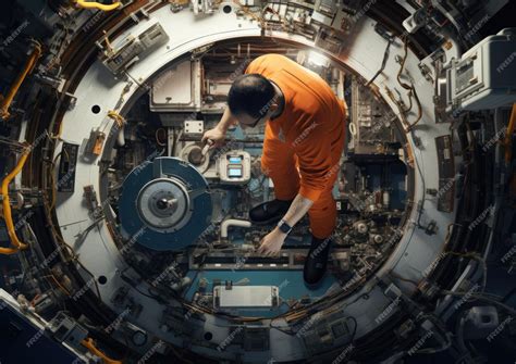 Premium Photo | An overhead shot of an astronaut conducting a scientific experiment inside the ...
