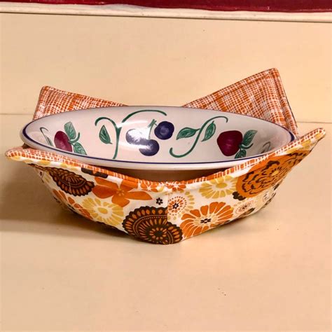 Microwave Bowl Cozy Bowl Cozy Soup Bowl Cozy Orange Yellow Etsy