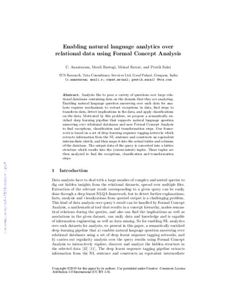 Pdf Enabling Natural Language Analytics Over Relational Data Using