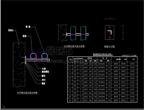 各种不同尺寸管道支架和吊架cad设计大样图纸（图集） 机械5