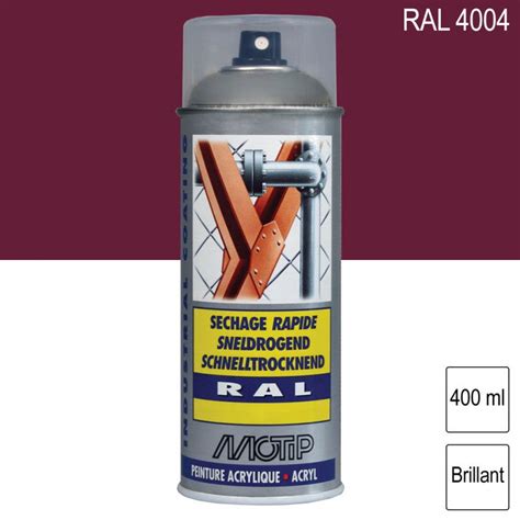 Peinture aérosol RAL 4004 Violet bordeaux brillant 400ml MOTIP Leroy