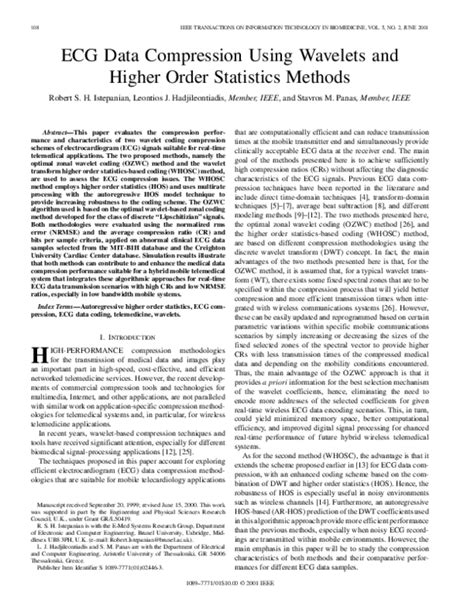 Pdf Ecg Data Compression Using Wavelets And Higher Order Statistics Methods