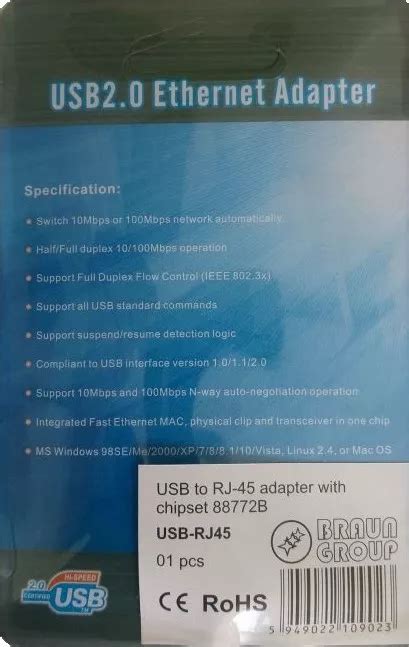 Placa Retea Lan 10 100 Adaptor Ethernet Usb La Rj45 Mama Compatibil