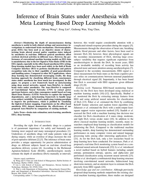 Pdf Inference Of Brain States Under Anesthesia With Meta Learning Based Deep Learning Models