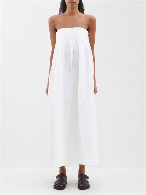 Co Crinkled Off The Shoulder Dress In Ivory Endource