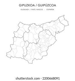 Administrative Vector Map Province Gipuzkoa Basque Stock Vector