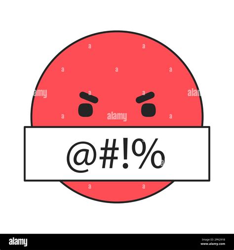 Red Angry Emoji With Censored Swearing Linear Flat Color Vector Icon
