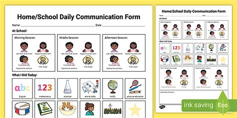 Editable Sen Home And School Daily Communication Form