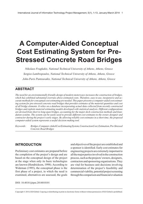Pdf A Computer Aided Conceptual Cost Estimating System For Pre Stressed Concrete Road Bridges