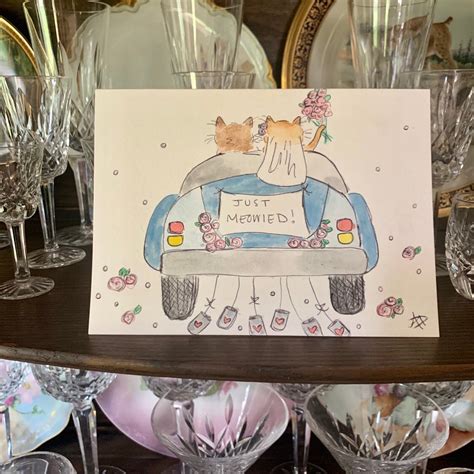 Just Meowied Card Cats Wedding Card Just Married Etsy