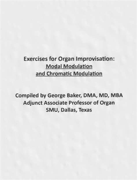Baroque Notes Music — Modal Modulation And Chromatic Modulation Exercises For Organ