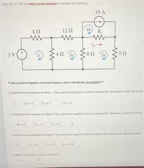 solved given rx 7Ω use mesh current analysis to compute the