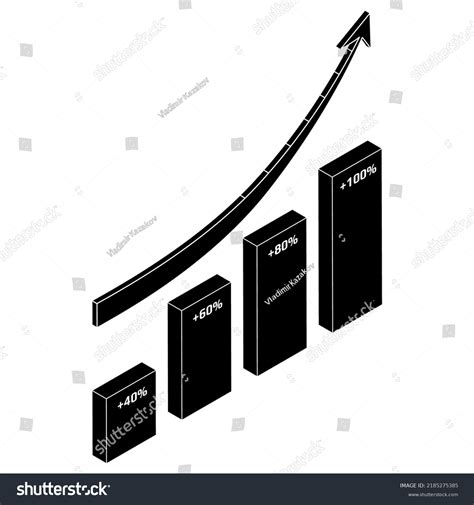 Chart Upward Arrow Isometric Silhouette Isolated Stock Vector Royalty