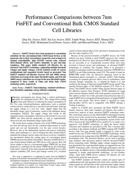 7nm Finfet Libraries Tcasii Pdf