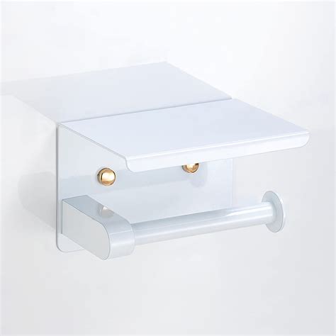 Mobxpar Toilet Paper Holder With Shelf Adhesive Or Screw Toilet Paper
