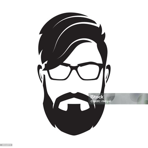 수염 난된 남자의 얼굴 Hipster 문자입니다 패션 실루엣 아바타 엠 블 럼 아이콘 레이블 벡터 일러스트입니다 등장인물에 대한
