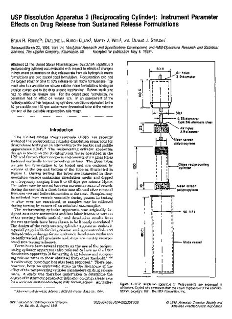 Pdf Usp Dissolution Apparatus 3 Reciprocating Cylinder Instrument
