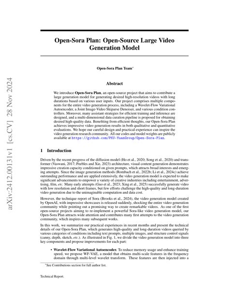 Pdf Open Sora Plan Open Source Large Video Generation Model