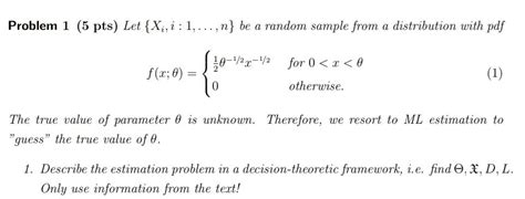 Solved Problem 1 5 Pts Let Xii1n Be A Random Sample