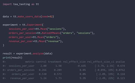 tea tasting a python package for the statistical analysis of a b tests
