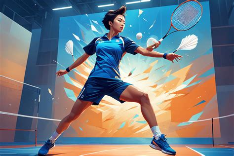 Full Body Dynamic Pose Of A Badminton Player Playing Illustr By