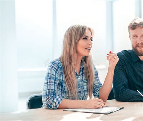 Managers Interview The Applicant Sitting At The Office Table Stock