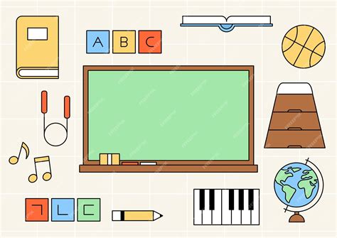 Premium Vector Blackboard And Objects For Education