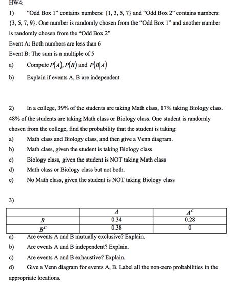 Solved HW4 1 Odd Box 1 Contains Numbers 1 3 5 7 Chegg
