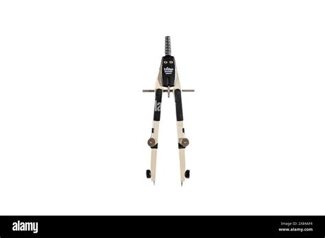 Metal Precision Compass For Geometric Drawings On A White Background
