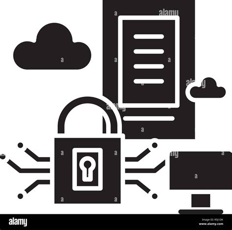 Securety Server Black Icon Vector Sign On Isolated Background