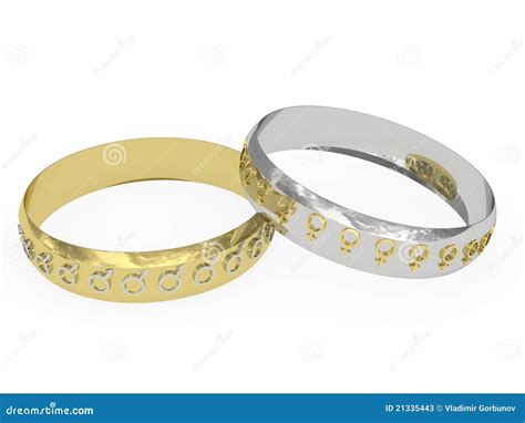 Wedding Rings With Male And Female Symbols Stock Image Image Of