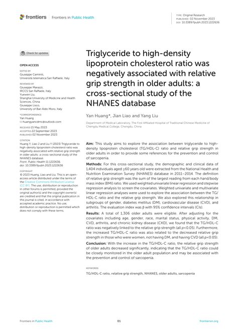 Pdf Triglyceride To High Density Lipoprotein Cholesterol Ratio Was Negatively Associated With
