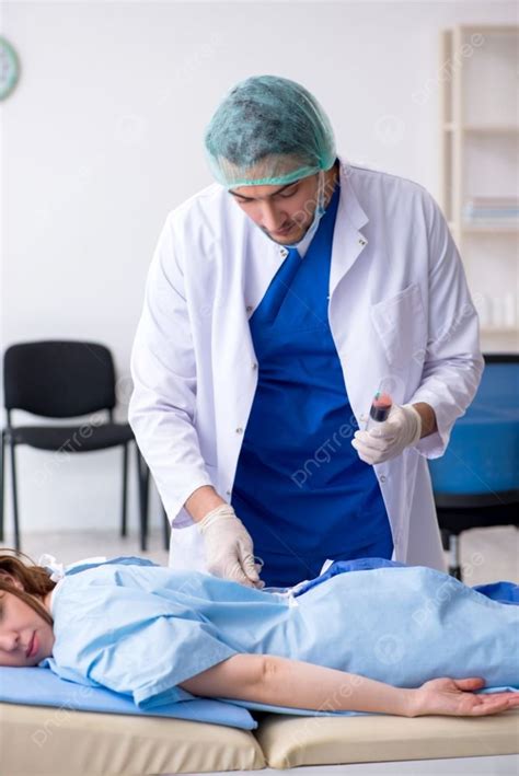 The Female Patient Getting An Injection In The Clinic Female Patient